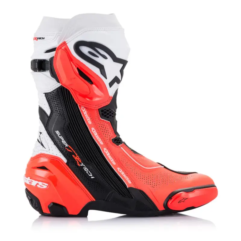 Alpinestars Supertech R V2 Vented Boot - Black/White/Fluro Red/Red ...