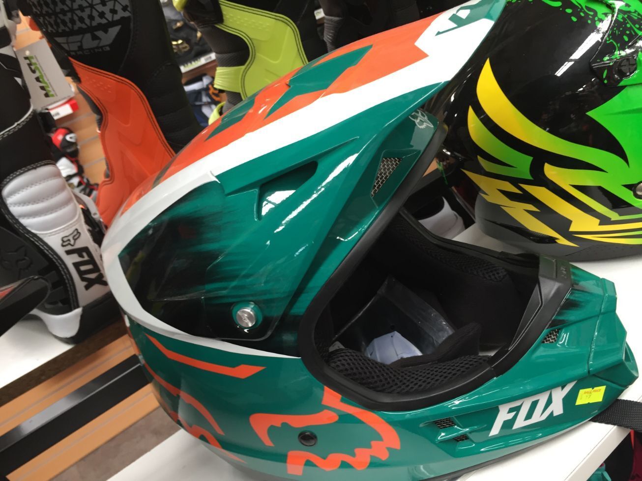 Fox V1 MX Helmet - Green/Orange - Large: MASH - Melbourne Action Sports ...