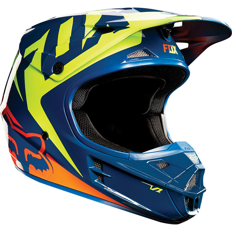 Fox V1 RACE MX Helmet - Navy/Yellow - Large: MASH - Melbourne Action ...
