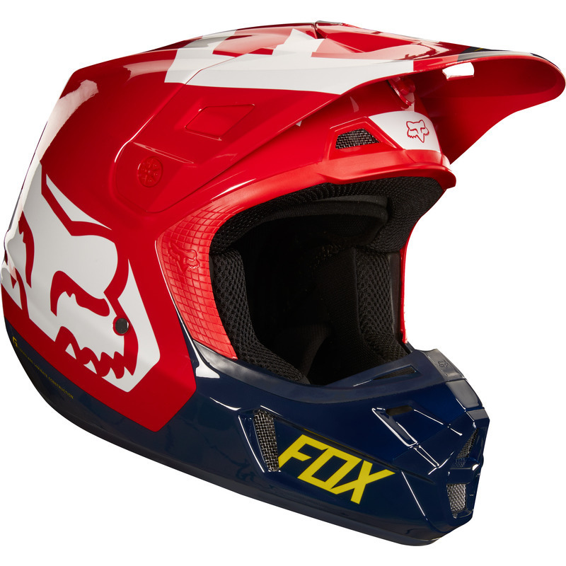 Fox V2 PREME MX Helmet - Navy/Red - Large: MASH - Melbourne Action Sports Home